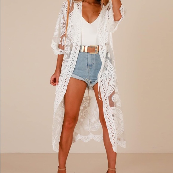 Sweaters | Women Mesh Lace Beach Kimono Cardigan Open Front Swimsuit ...